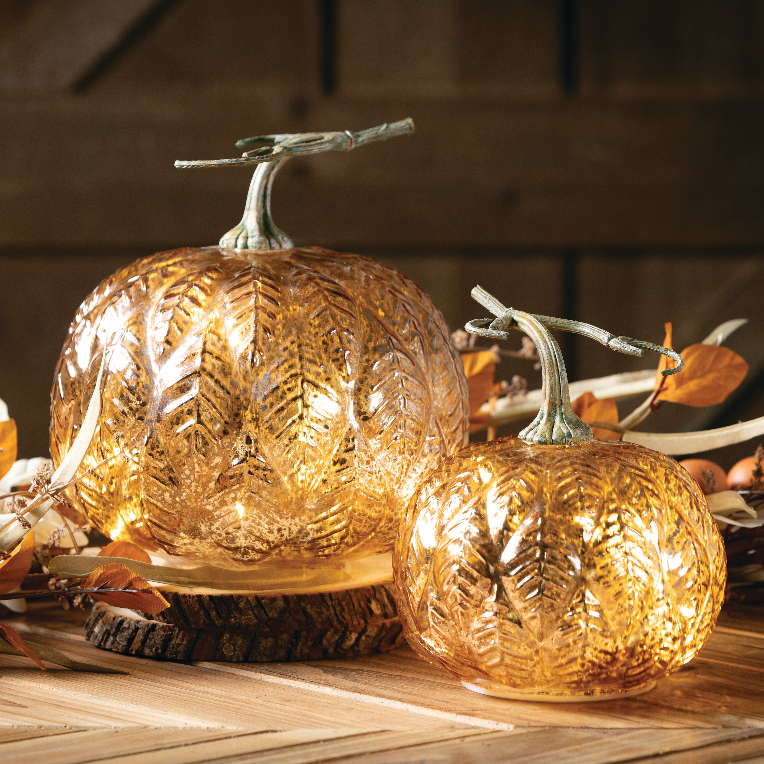 Amber Pumpkin with Leaf Pattern – Eastern Sequoia